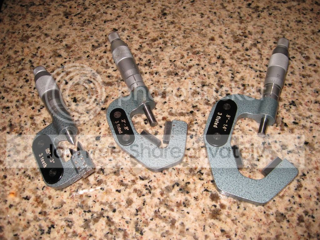 Tesa 3 Flute micrometer set: 0.050" thru 1.400" Carbide anvils